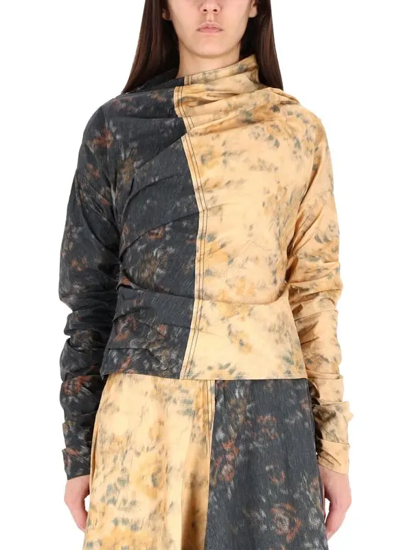 GANNI Gathered Print Top - Multicolor