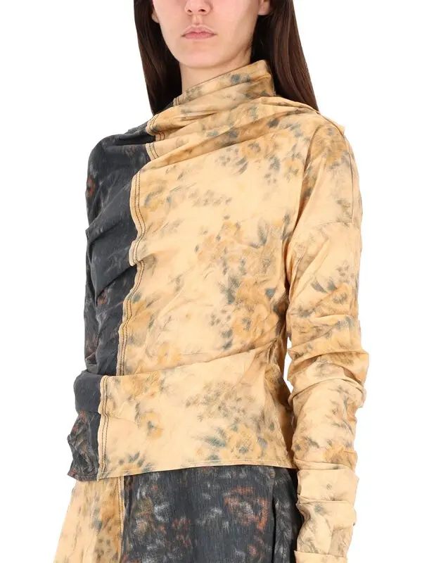 GANNI Gathered Print Top - Multicolor