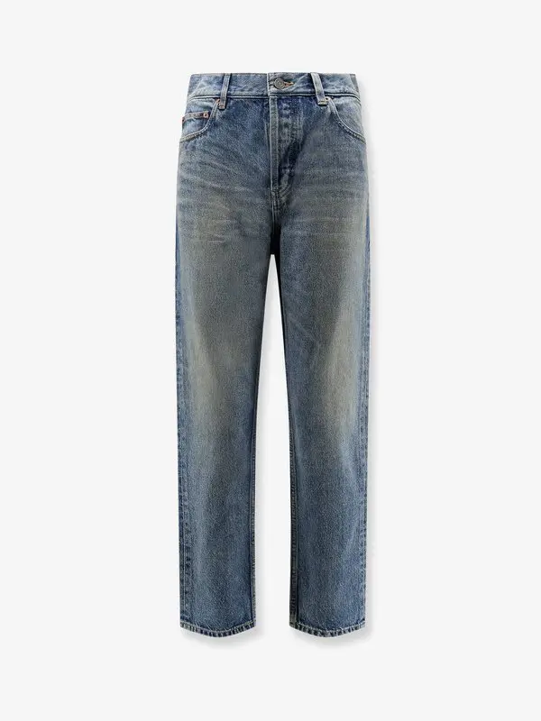 Saint Laurent Blue Denim High-waisted Slim Fit Jeans - Multicolor