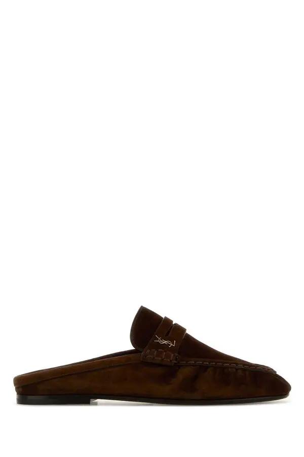 Saint Laurent Suede Le Loafers Slippers - Brown