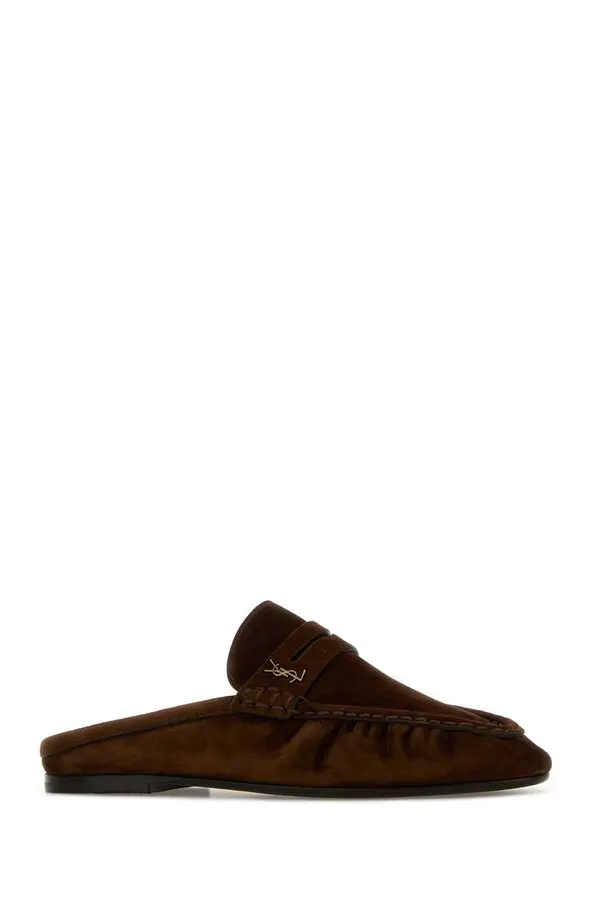 Saint Laurent Suede Le Loafers Slippers - Brown