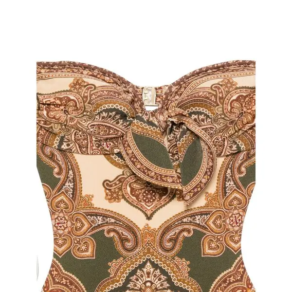 Zimmermann Paisley Print Sweetheart Neck One-piece Swimsuit - Green