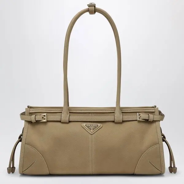 Prada Bonnie Medium Handbag In Nubuck Leather - Brown