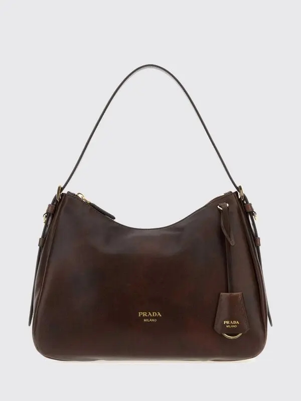 Prada Deer Leather Shoulder Bag - Brown
