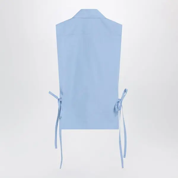 Miu Miu Cotton Poplin Sleeveless Shirt With Tie Detail - Blue