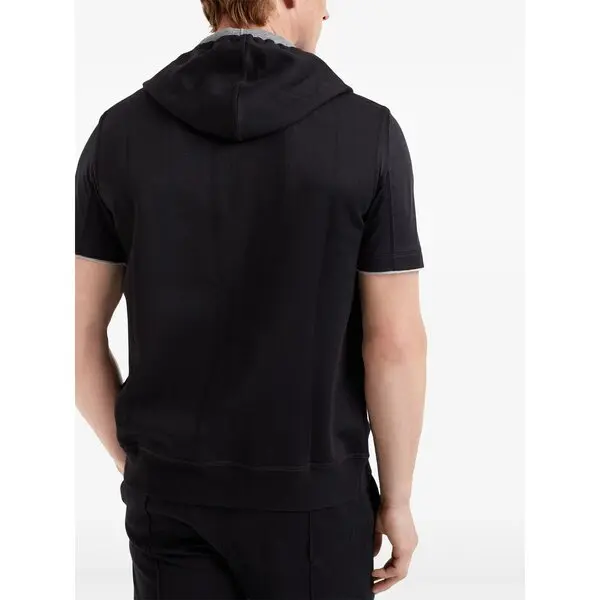Brunello Cucinelli Cotton-cashmere Blend Sleeveless Zip-up Hoodie - Black