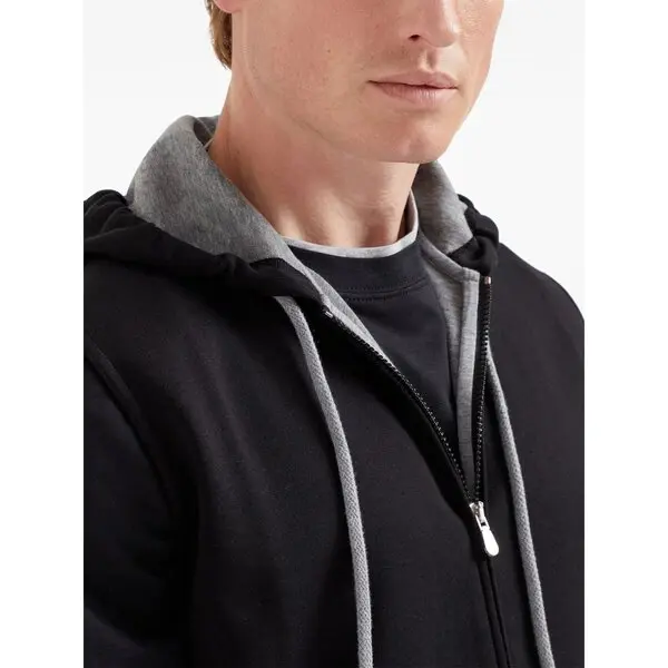 Brunello Cucinelli Cotton-cashmere Blend Sleeveless Zip-up Hoodie - Black