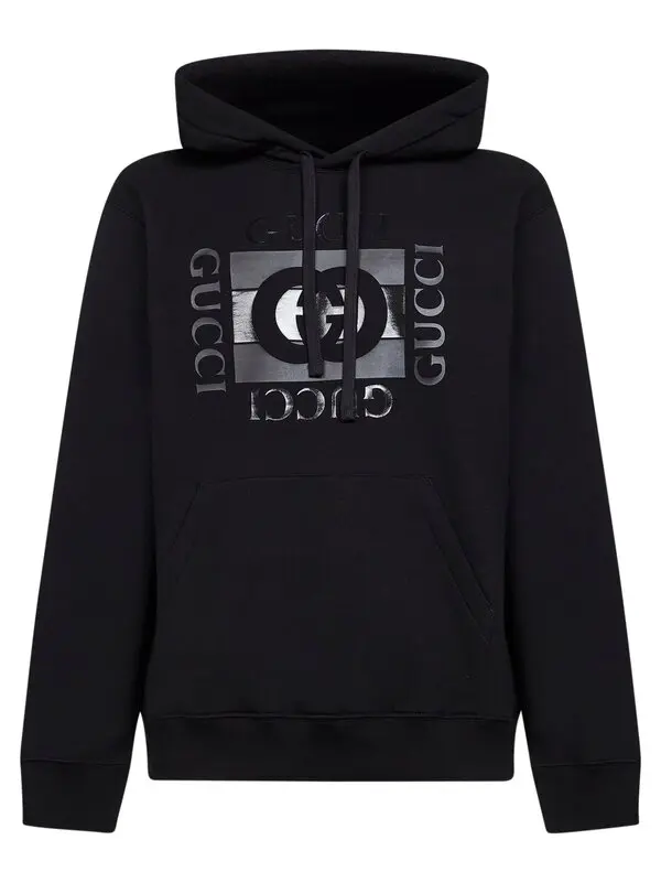 Gucci Black Cotton Jersey Printed Hoodie - Multicolor