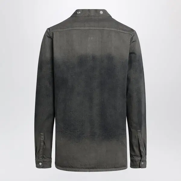 Rick Owens V-neck Shirt In Grey Degrade Denim