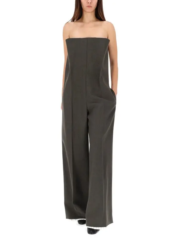 JEAN PAUL GAULTIER Strapless Wool Blend Jumpsuit - Gray
