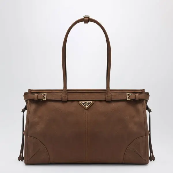 Prada Large Suede Handbag - Brown