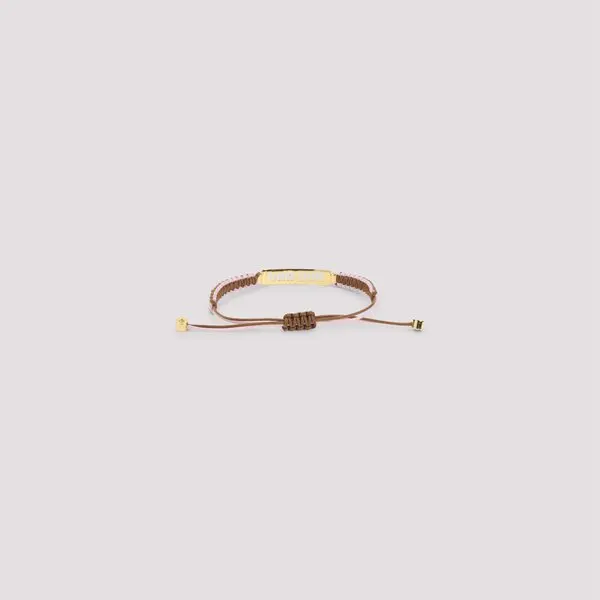 Miu Miu Woven Cord Bracelet With Logo Plaque