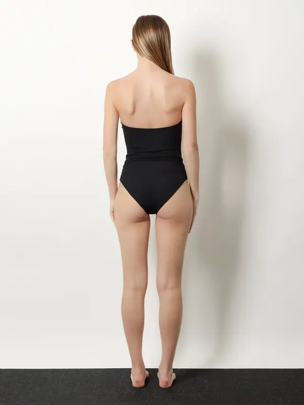 TOTEME Ribbed Knit Strapless One-piece Swimsuit - Black