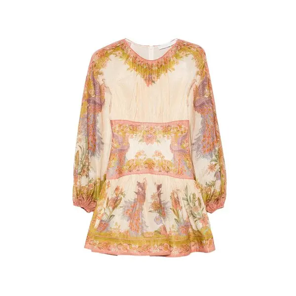 Zimmermann Floral Print Silk And Cotton Dress - Cream
