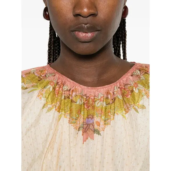 Zimmermann Floral Print Silk And Cotton Dress - Cream