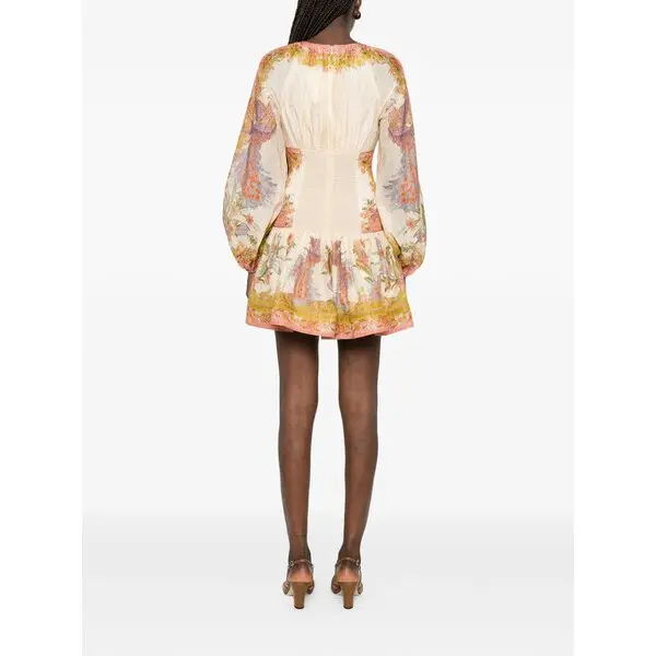 Zimmermann Floral Print Silk And Cotton Dress - Cream