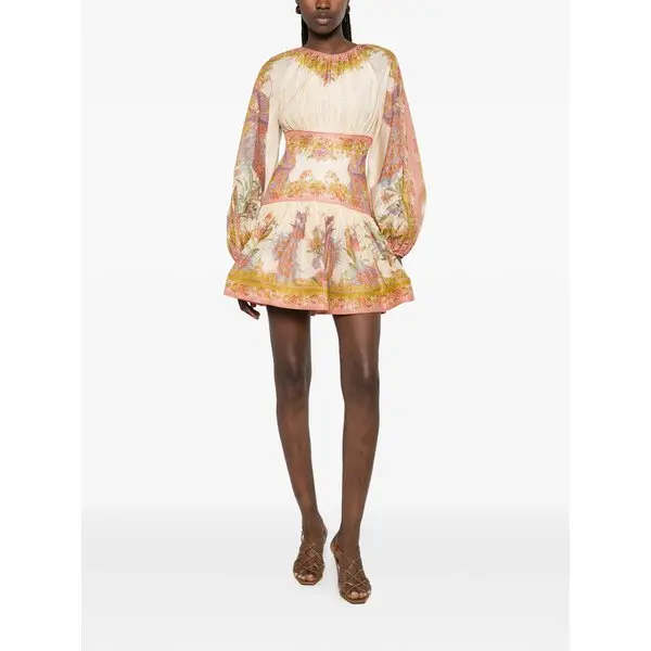 Zimmermann Floral Print Silk And Cotton Dress - Cream