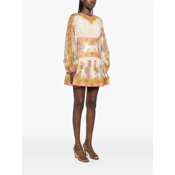 Zimmermann Floral Print Silk And Cotton Dress - Cream