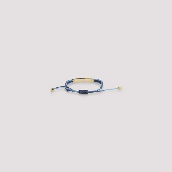 Miu Miu Cord Bracelet With Gold-toned Logo Plaque