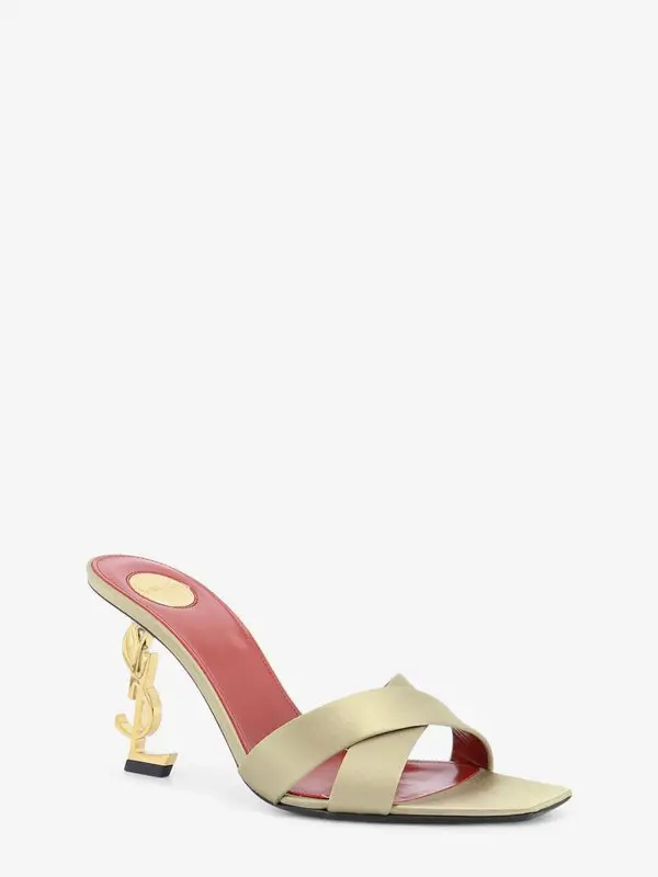 Saint Laurent Opyum Satin Sandals With Cassandre Heel - Multicolor