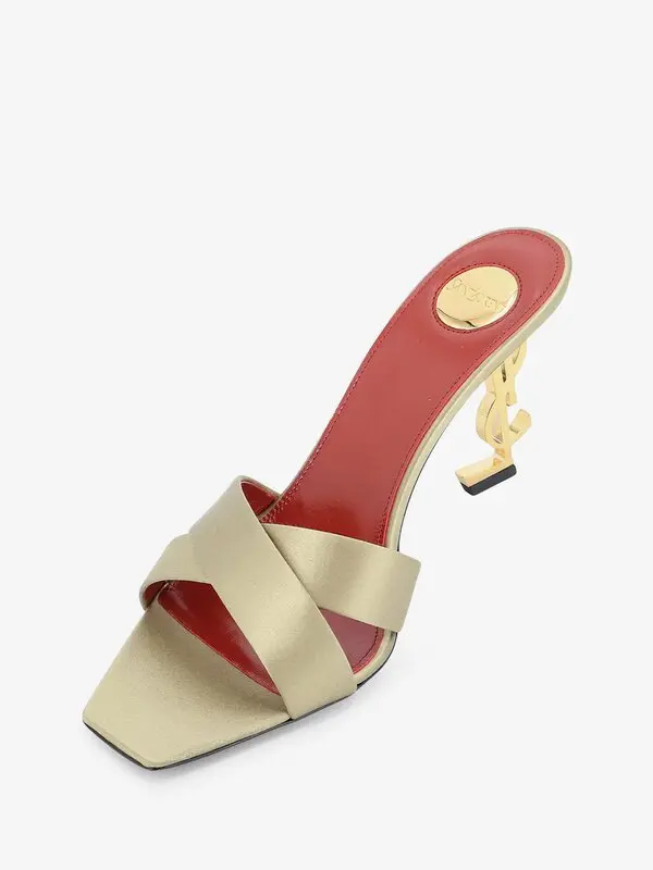 Saint Laurent Opyum Satin Sandals With Cassandre Heel - Multicolor