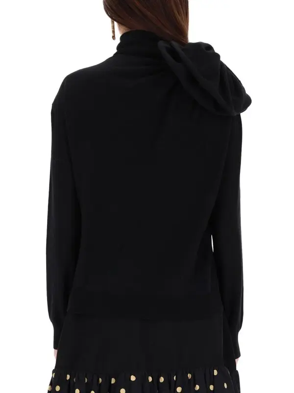 Moschino Virgin Wool High Neck Top With Flower Detail