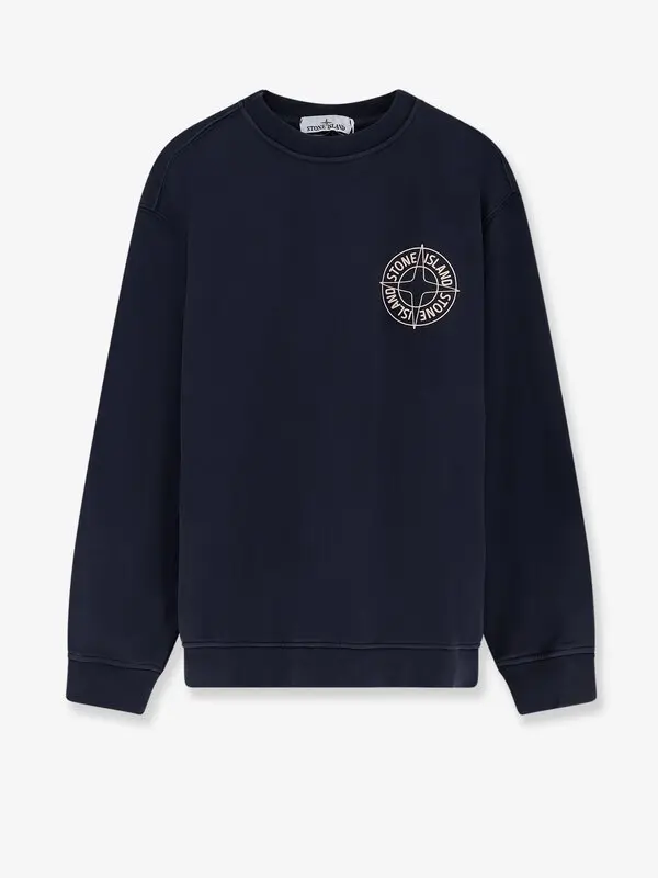 Stone Island Oversized Cotton Sweatshirt With Embossed Logo Patch