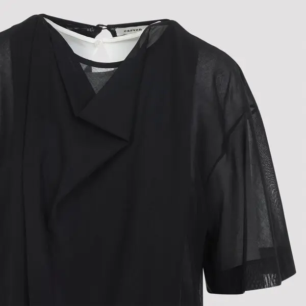 Carven Sheer Draped Midi Dress