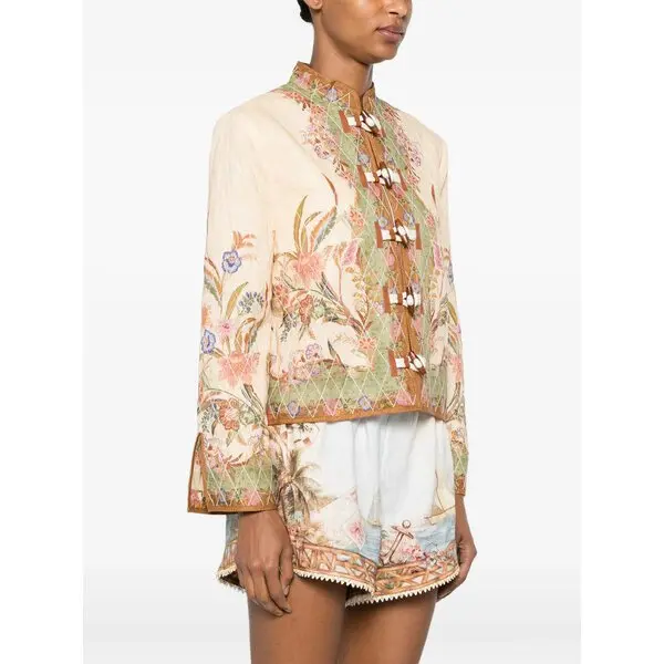 Zimmermann Floral Print Quilted Jacket - Cream