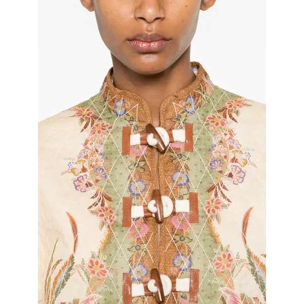 Zimmermann Floral Print Quilted Jacket - Cream