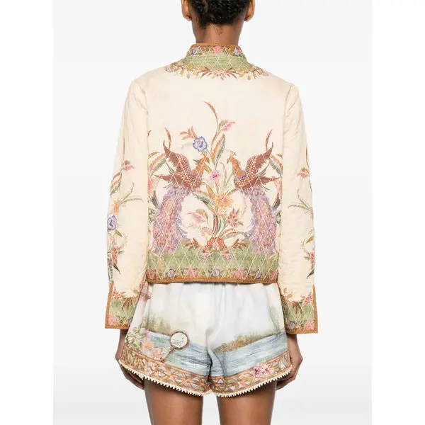 Zimmermann Floral Print Quilted Jacket - Cream