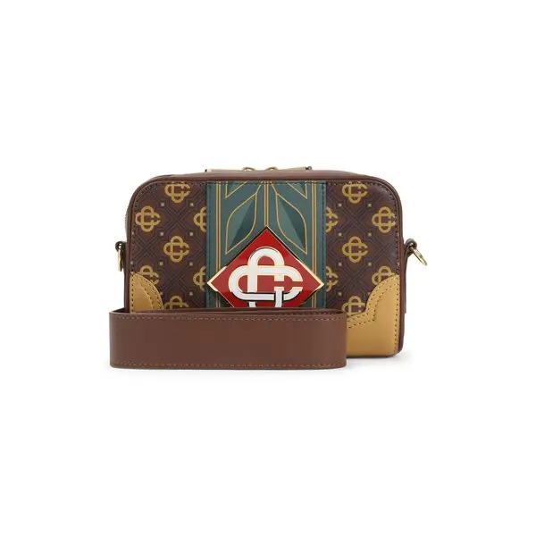 Casablanca Monogram Leather Shoulder Bag - Brown