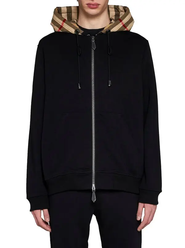 Burberry Checked Hood Zip Hoodie