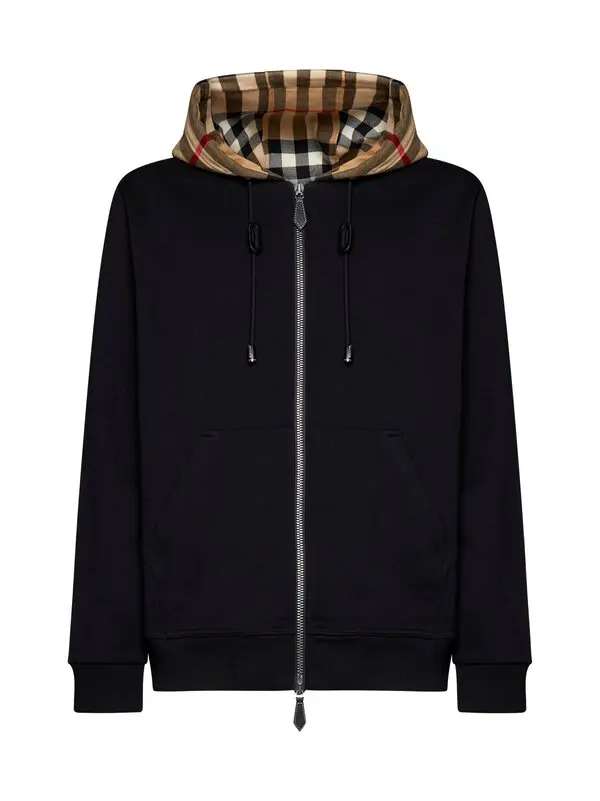 Burberry Checked Hood Zip Hoodie - Multicolor