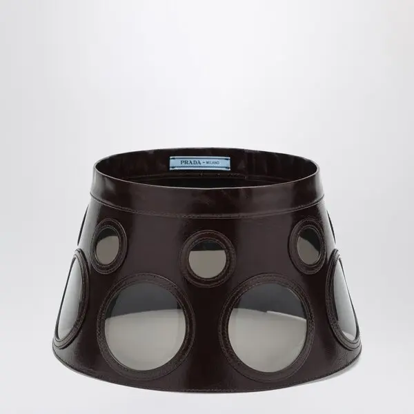 Prada Leather And Plexiglass Visor - Brown