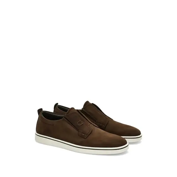 FERRAGAMO Gancini Detail Slip-on Trainers - Brown