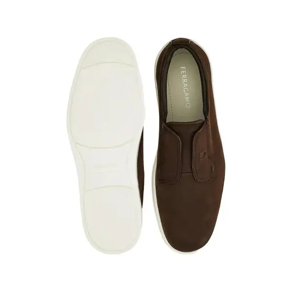 FERRAGAMO Gancini Detail Slip-on Trainers - Brown
