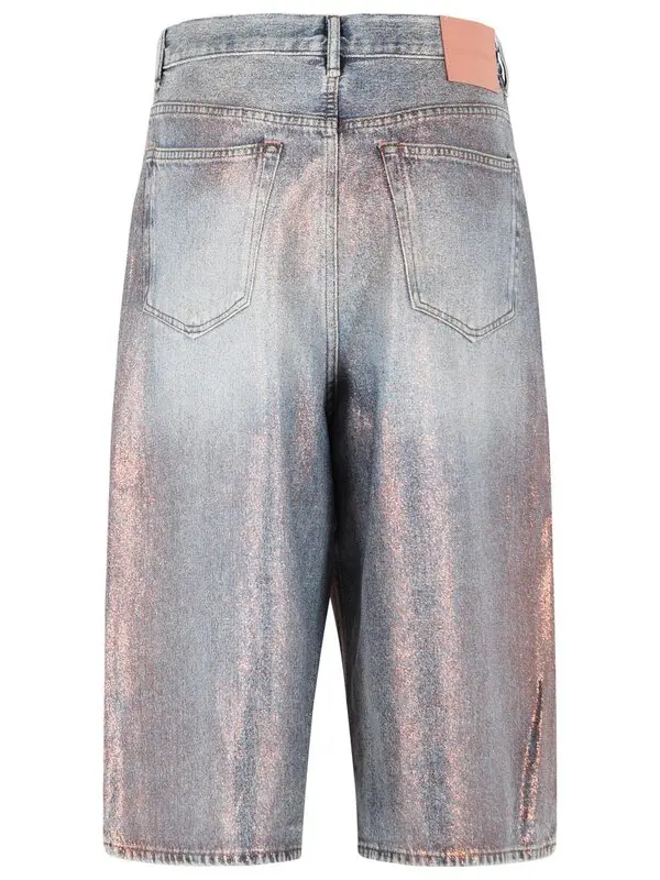 Acne Studios Cotton Blend Bermuda Shorts With Glitter Appliqu - Pink
