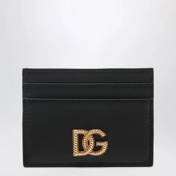 Dolce & Gabbana Dg Intrecciato Card Holder With Woven Logo In Calfskin - Black