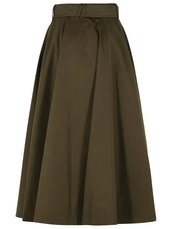 Burberry Brenda Midi Trench Skirt In Cotton Gabardine - Green