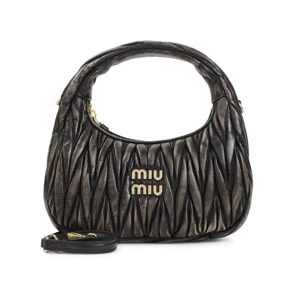 Miu Miu Calf Leather Sacca Shoulder Bag - Brown