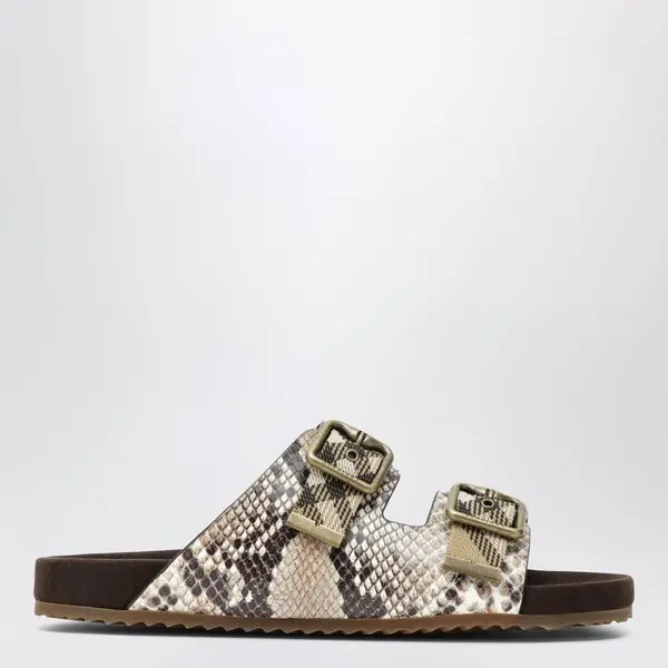 Burberry Leather Sandals With Python Print - Multicolor