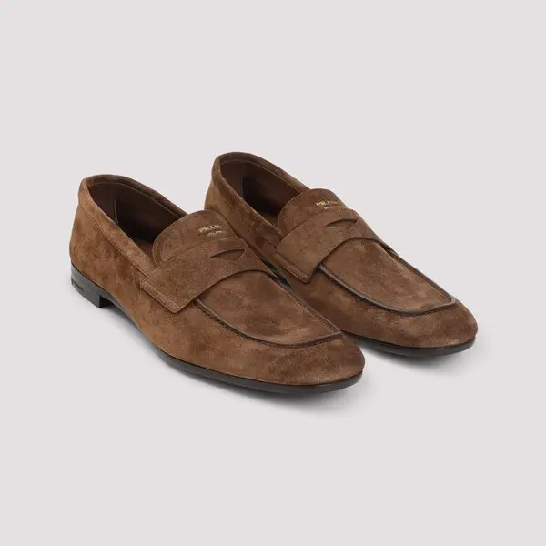 Prada Suede Calf Leather Loafers - Brown