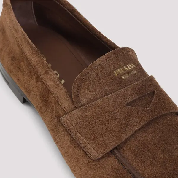 Prada Suede Calf Leather Loafers - Brown