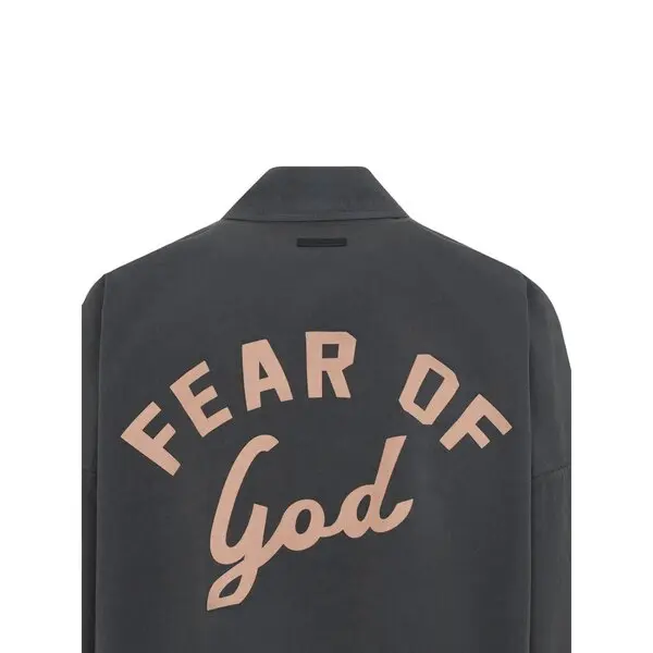 Fear Of God Grey Cotton Logo Print Shirt Jacket