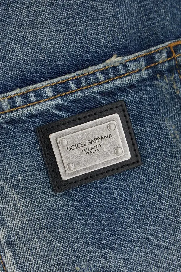 Dolce & Gabbana Distressed Straight Leg Jeans - Multicolor