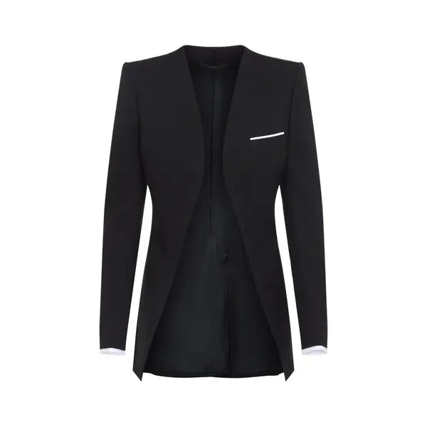 TOM FORD Collarless Jacket With White Piquet Contrasting Details