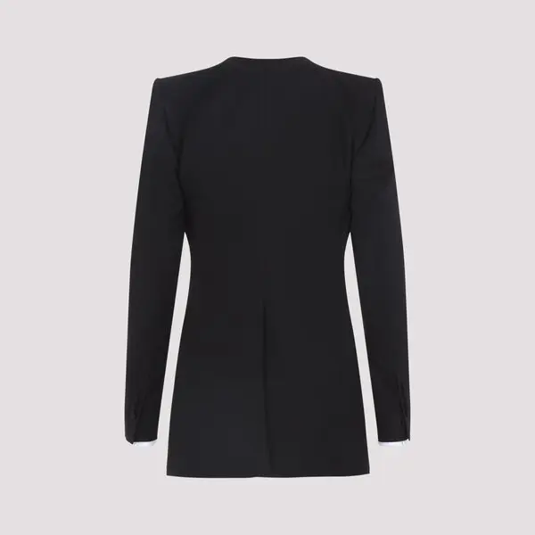 TOM FORD Collarless Jacket With White Piquet Contrasting Details