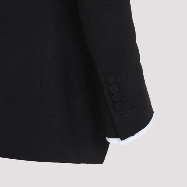 TOM FORD Collarless Jacket With White Piquet Contrasting Details