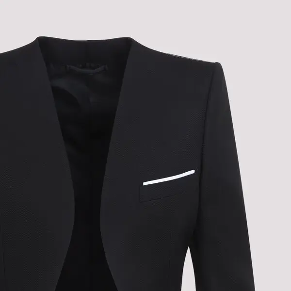 TOM FORD Collarless Jacket With White Piquet Contrasting Details
